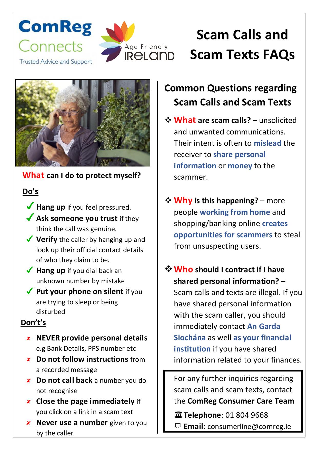 Scam Call and Scam Texts Frequently Asked Questions. - Mayo PPN